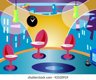 Futuristic Cartoon Room Stock Vector (Royalty Free) 92520919