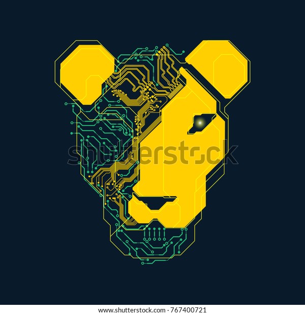 Futuristic Colorful Lion Head Shape Lion Stock Vector (Royalty Free ...