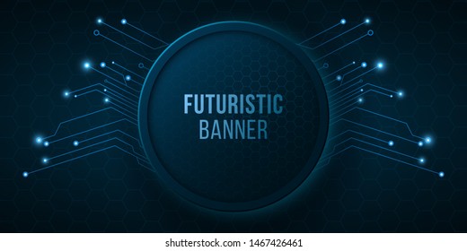Futuristic Cyber Banner Computer Circuit Glowing Stock Vector (Royalty ...