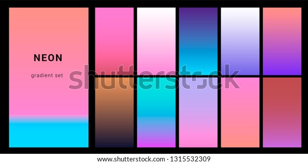 Futuristic Cyberpunk Neon Palette Gradient Swatches Stock Vector ...
