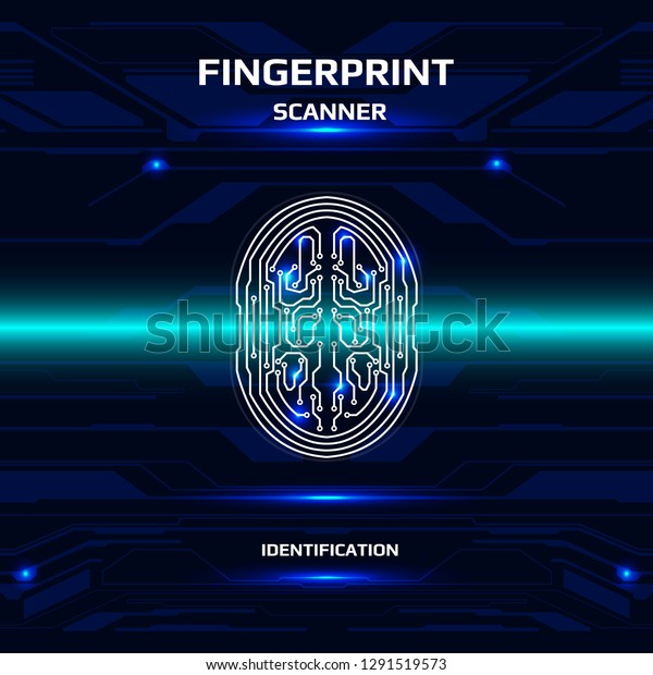 Futuristic Fingerprint Light Blue Scanner Identification: เวกเตอร์สต็อก ...