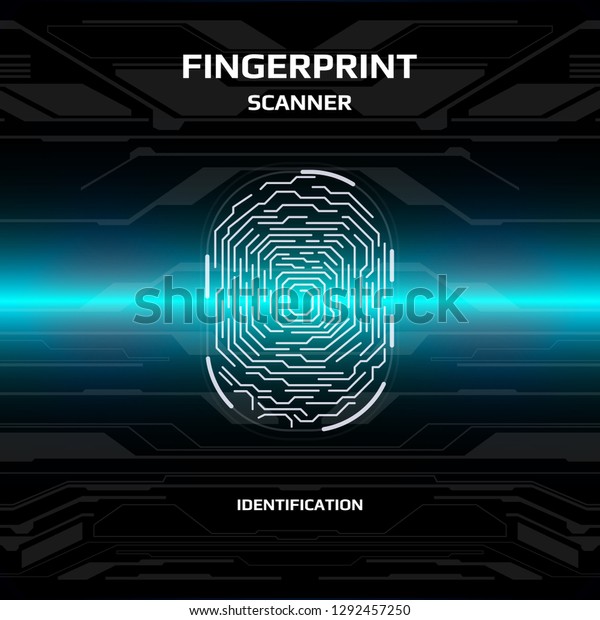 Futuristic Fingerprint Light Blue Scanner Identification Stock Vector ...