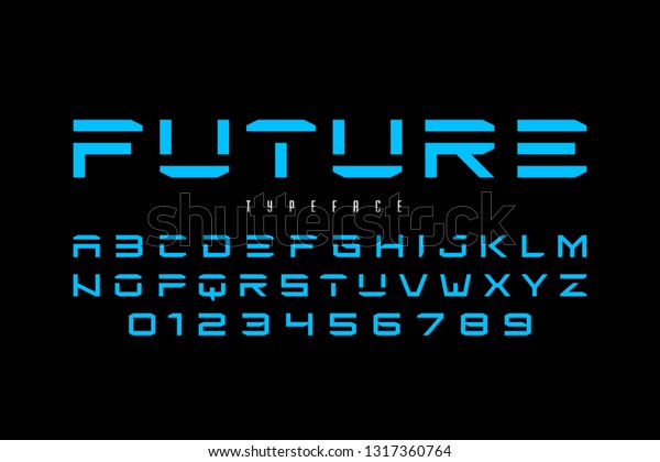Futuristic Font Design Alphabet Letters Numbers Stock Vector (Royalty ...