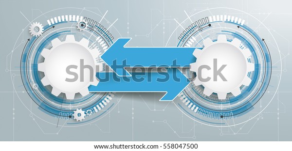 Futuristic Gear Wheels Arrows Electronic Schematicon Stock Vector ...
