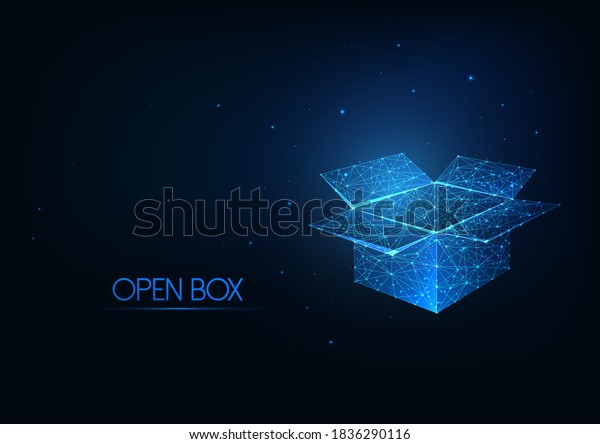 Futuristic Glowing Low Polygonal Open Box Stock Vector (Royalty Free ...