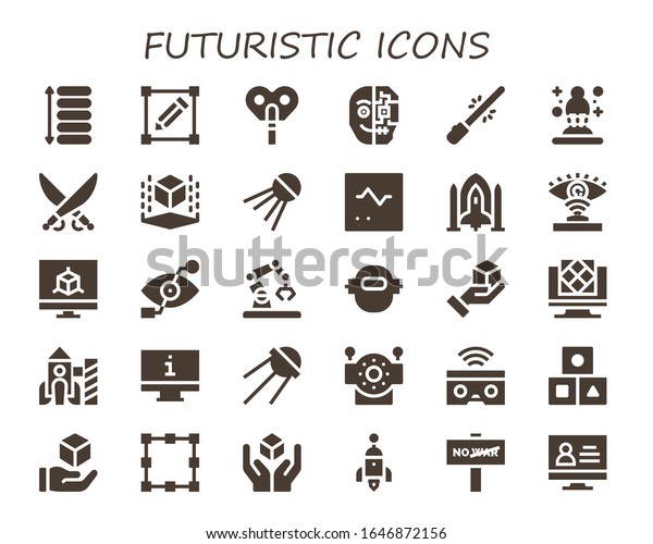 Futuristic Icon Set 30 Filled Futuristic Stock Vector (Royalty Free ...