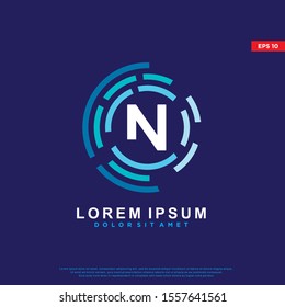 Futuristic Initial Letter N Digital Logo Stock Vector (Royalty Free ...