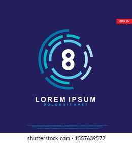 Futuristic Initial Number 8 Digital Logo Stock Vector (Royalty Free ...