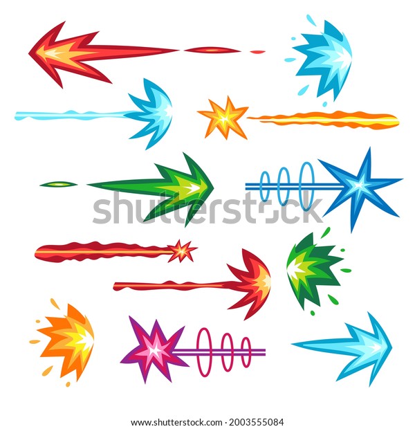 Futuristic Laser Gun Shot Vector Set Stock Vector (Royalty Free) 2003555084