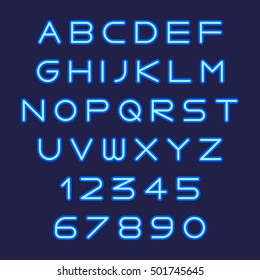 Neon Blue Light Alphabet Vector Font Stock Vector (Royalty Free) 283063898