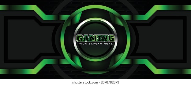 Futuristic Green Abstract Gaming Banner Design: เวกเตอร์สต็อก (ปลอดค่า ...