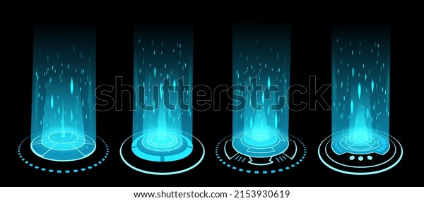 Futuristic Magic Blue Teleporter Digital Circles Stock Vector (Royalty ...