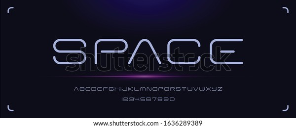 Futuristic Minimal Font Modern Alphabet Uppercase 스톡 벡터(로열티 프리 ...
