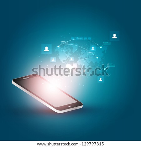 Futuristic Mobile Phone Vector Illustration Holographic Stock Vector ...
