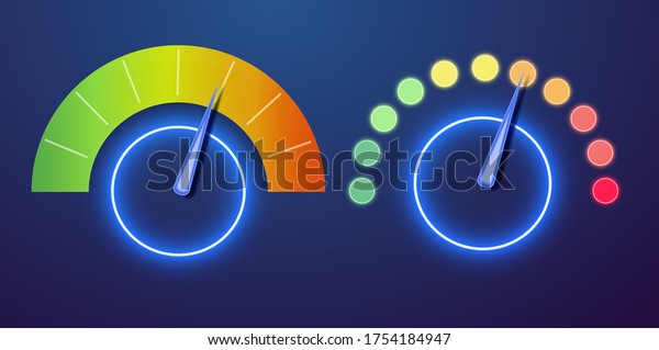 Futuristic Neon Customer Satisfaction Meter Speedometer Stock Vector ...