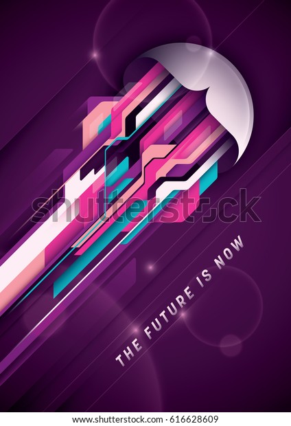 Futuristic Poster Design Color Abstract Style 库存矢量图（免版税）616628609 ...