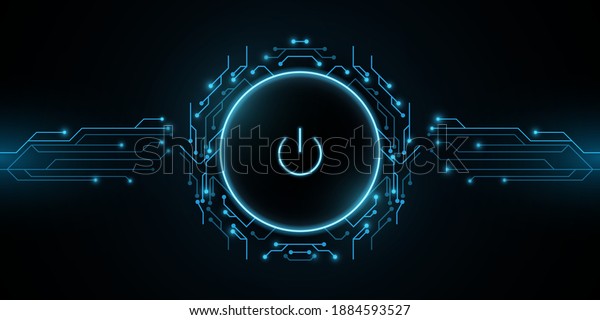 Futuristic Power Button Computer Circuit Board Stock Vector (Royalty ...