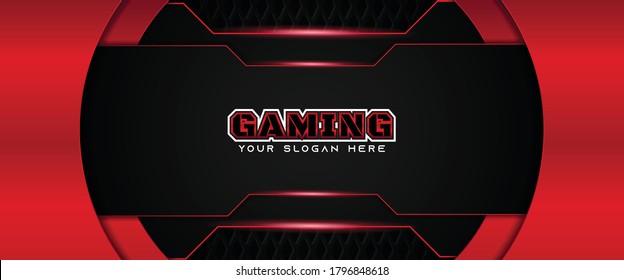 Futuristic Red Black Abstract Gaming Banner Stock Vector (Royalty Free ...
