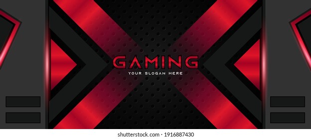 Futuristic Red Black Abstract Gaming Banner Stock Vector (Royalty Free ...