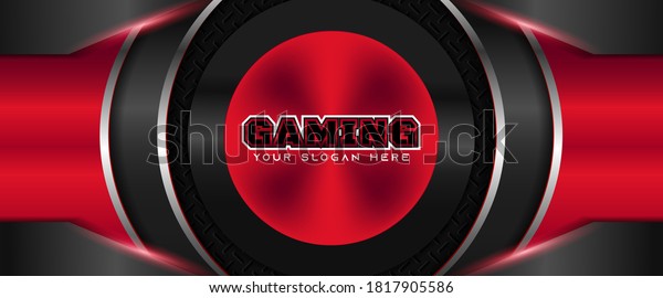 Futuristic Red Black Abstract Gaming Banner Stock Vector (Royalty Free ...