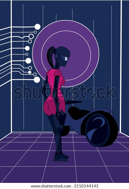 Futuristic Robot Motorcycle Illustration Drawing Stock Vector (Royalty ...