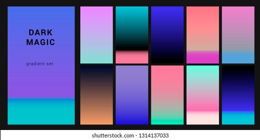 Futuristic Synthwave Neon Palette Gradient Swatches Stok Vektör ...