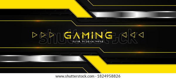 Futuristic Yellow Black Abstract Gaming Banner Stock Vector (Royalty ...