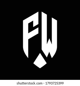 Fw Logo Monogram Emblem Shield Style Stock Vector (Royalty Free ...