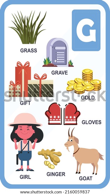 G Alphabet Education Template Colored Symbols Stock Vector (Royalty ...