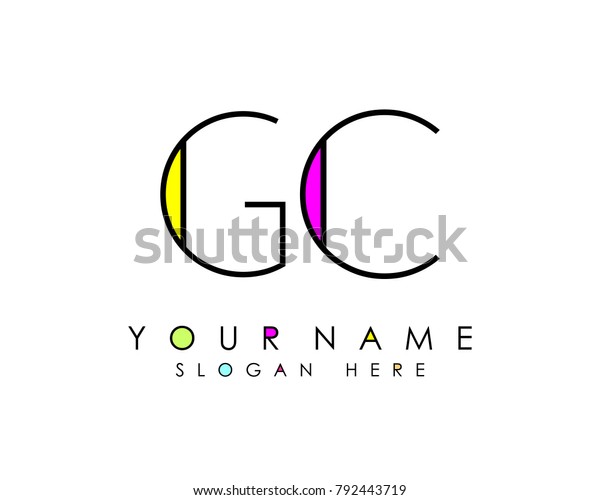 G C Initial Minimalist Logo Template: vector de stock (libre de ...