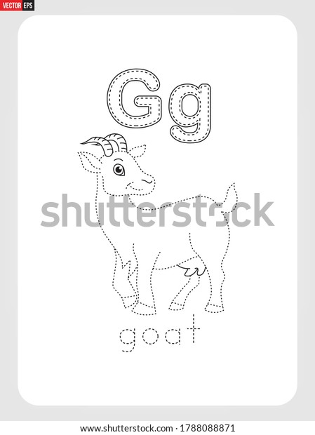 G Goat Alphabet Illustration Tracing Worksheet Stok Vektör (Telifsiz ...
