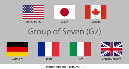 G7 Summit Flags Isolated Icons Group Stock Vector (Royalty Free ...