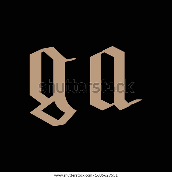 Ga Initial Letter Gothic Calligraphy Lowercase Stock Vector (Royalty ...
