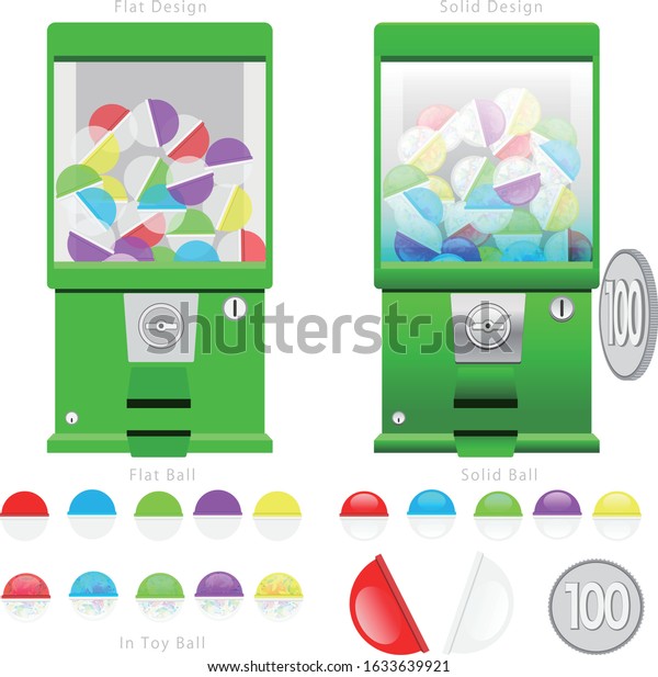 Gacha Machine Illustration Set Green Stock Vector (Royalty Free ...