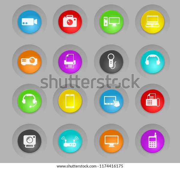 Gadget Colored Plastic Round Buttons Vector Stock Vector (Royalty Free ...