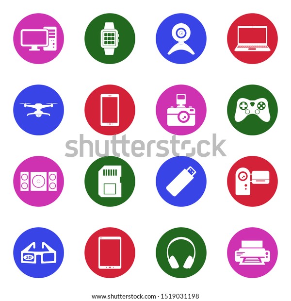 Gadget Icons White Flat Design Circle Stock Vector (Royalty Free ...