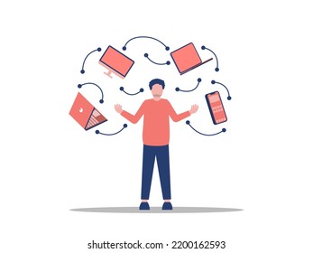 Gadget Man Flat Illustration Stock Vector (Royalty Free) 2200162593 ...