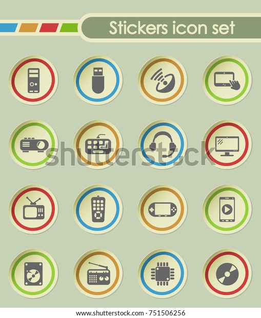 Gadget Round Sticker Icons Your Creative Stock Vector (Royalty Free ...