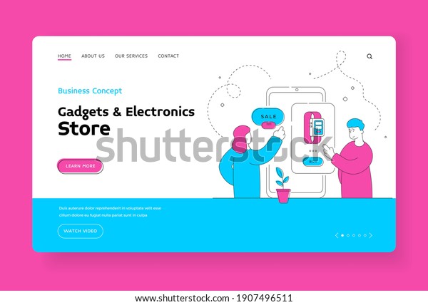 Gadgets Electronics Store Banner Template Man Stock Vector (Royalty ...