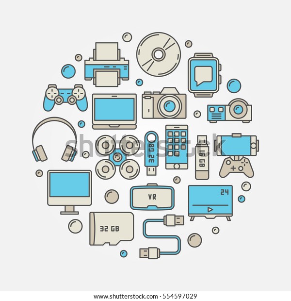 Gadgets Round Colorful Illustration Vector Creative Stock Vector ...