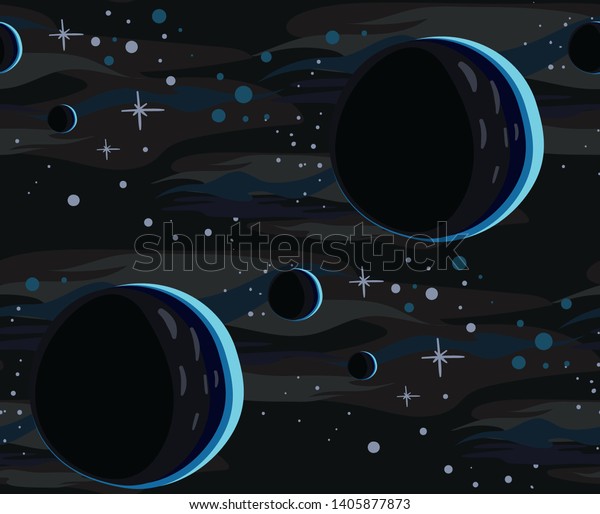 Galaxy Vector Cartoon Illustration Dark Seamless Stock Vector (Royalty ...
