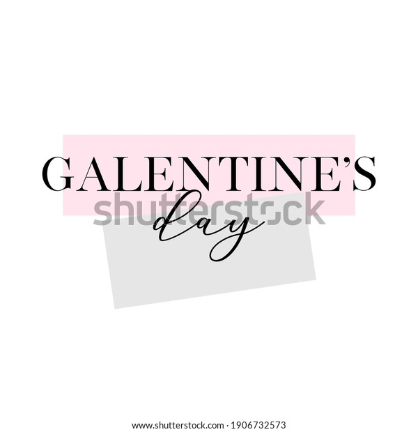 Vektor Stok Galentines Day Handwritten Calligraphy Vector Quote (Tanpa ...