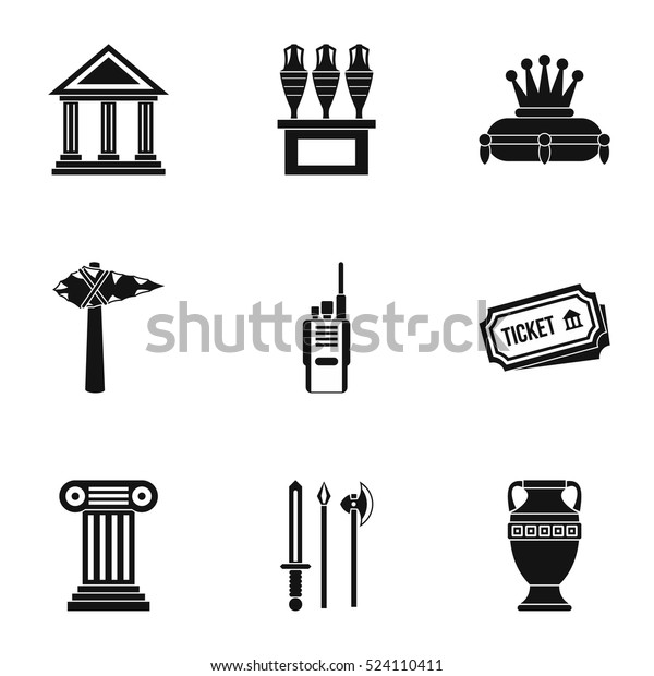 Gallery Museum Icons Set Simple Illustration Stock Vector (Royalty Free ...