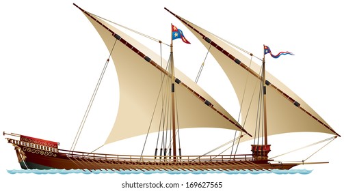 Galley Sailing Ship That Propelled By Stock Vector (Royalty Free ...