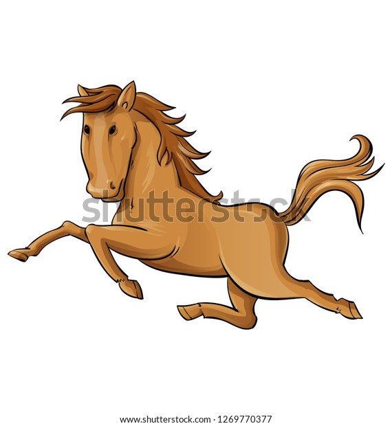 Galloping Cartoon Horse Vector Illustration Isolated Stock Vector ...