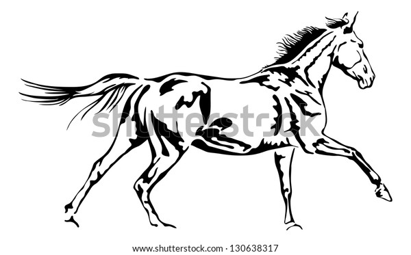 Galloping Horse Black White Vector Outline Stock Vector (Royalty Free ...