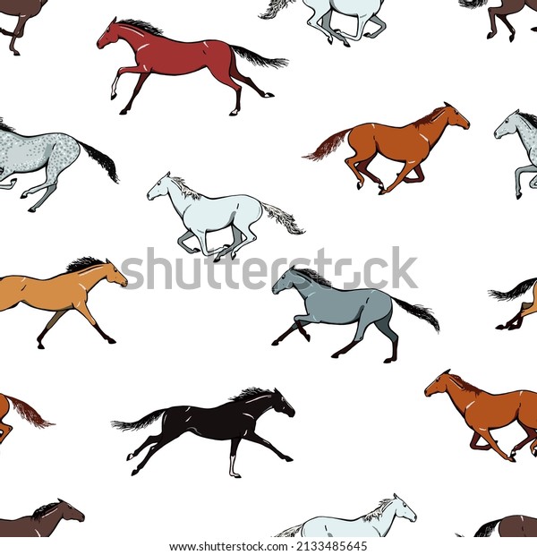 Galloping Horse Seamless Pattern Equine Coat Stock Vector (Royalty Free ...
