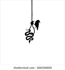 Gallows Hanging Rope Crow Snake Silhouette Stock Vector (Royalty Free ...