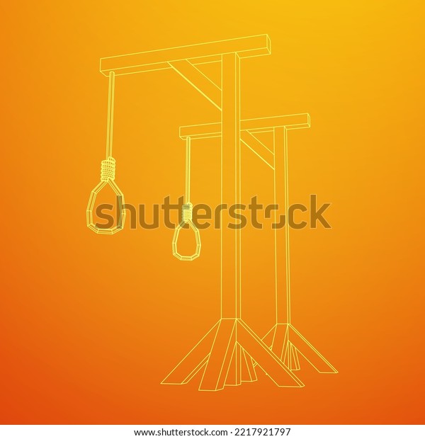 Gallows Hanging Rope Place Execution Middle Stock Vector (Royalty Free ...