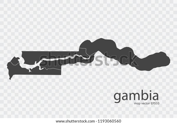 Gambia Map Vector Isolated On Transparent: vector de stock (libre de ...